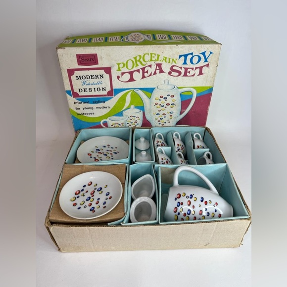 Sears | Accents | Sears Vintage Porcelain Toy Tea Set Service For Six ...